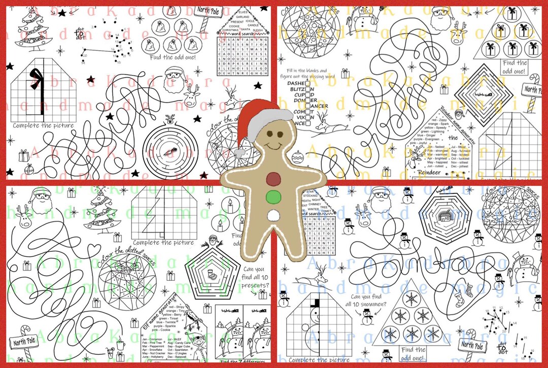 Christmas Activity Sheets | Digital Download | Print at Home - Etsy