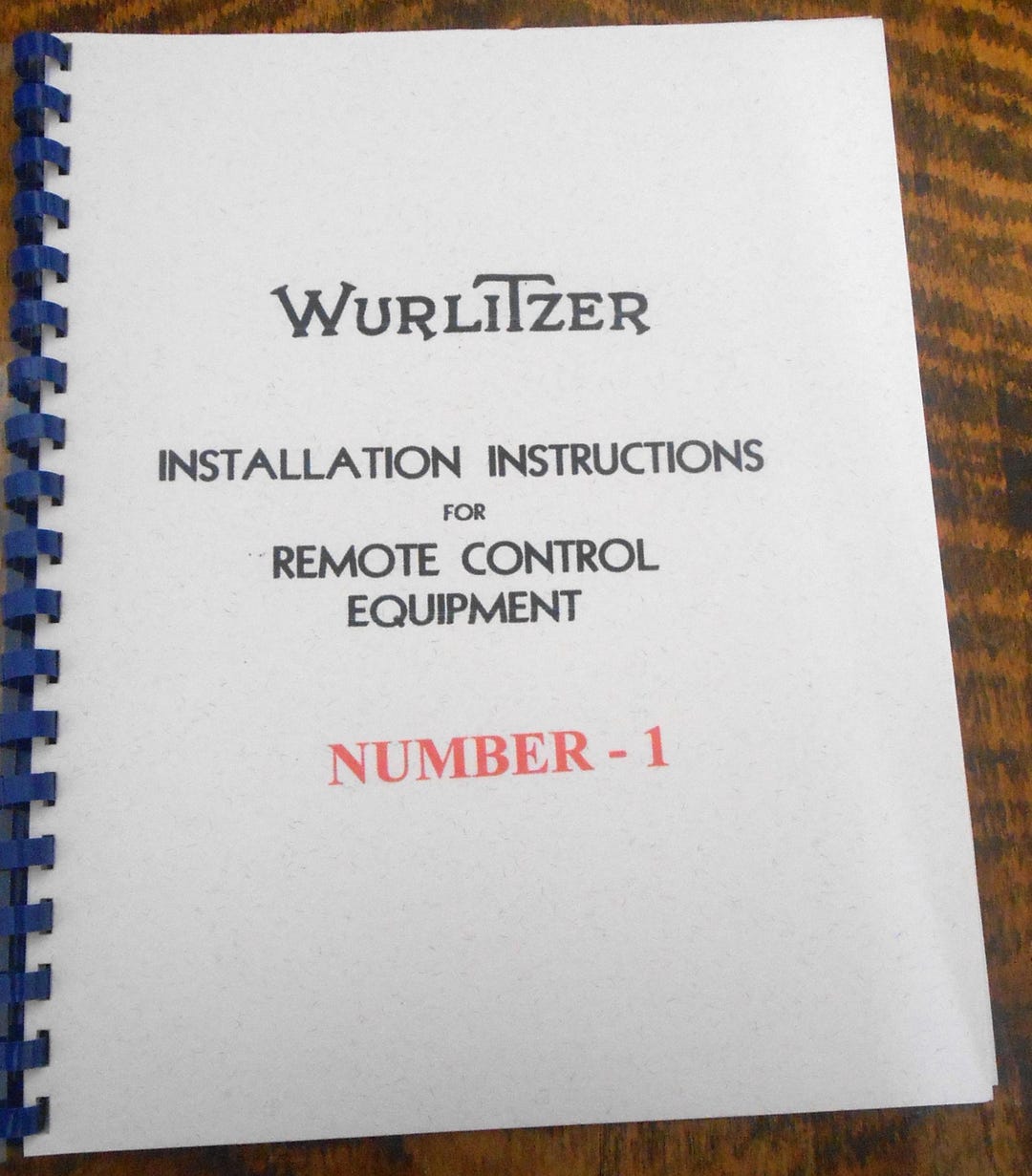 Wurlitzer Installation Instructions for Remote Control Equipment Number ...
