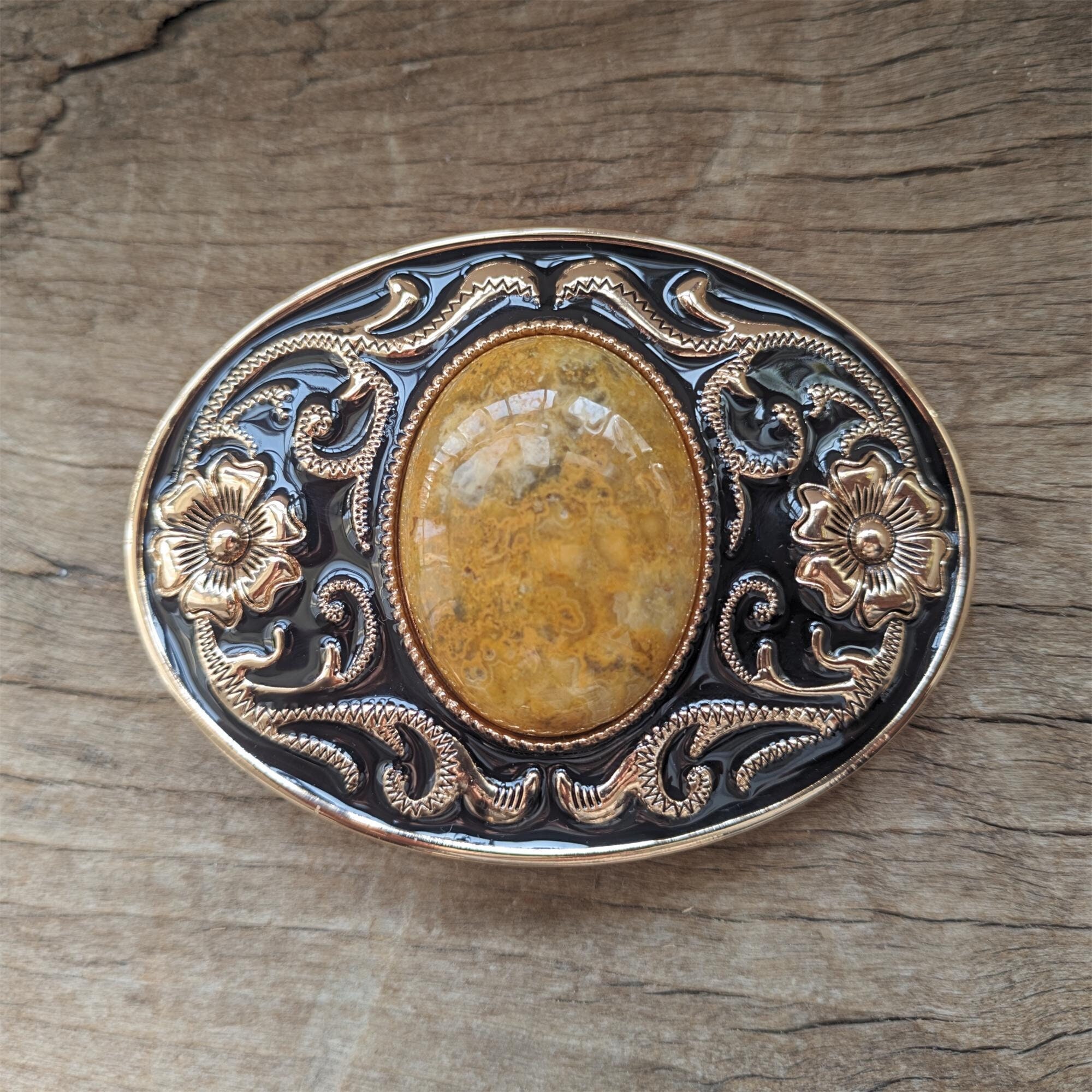 Boho Western Crazy Agate Belt Buckle: Rose-gold Flower Cowboy Buckle - Etsy
