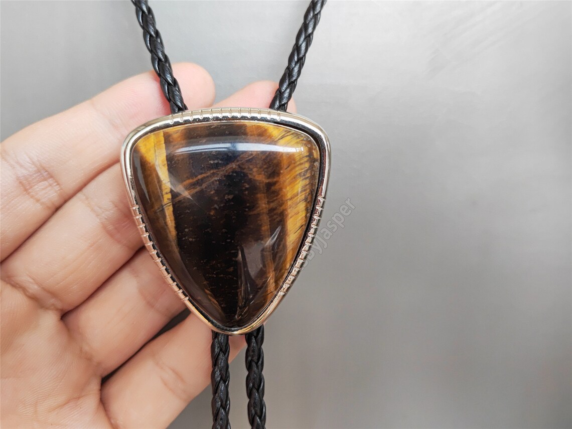Triangle Tiger-eye Stone Bola BOLO Tie Necklace Wedding for - Etsy