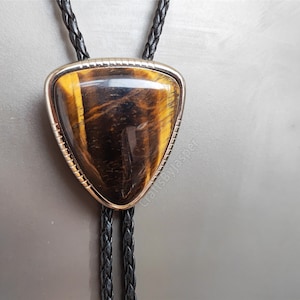 Triangle Tiger-eye Stone Bola BOLO Tie Necklace Wedding for Men Women ...
