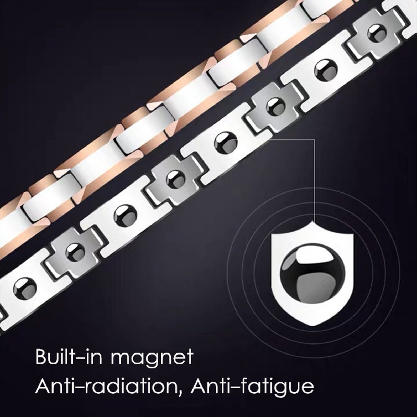 9MM Silver Tungsten Carbide Bracelet Health Magnet Link Edge - Etsy