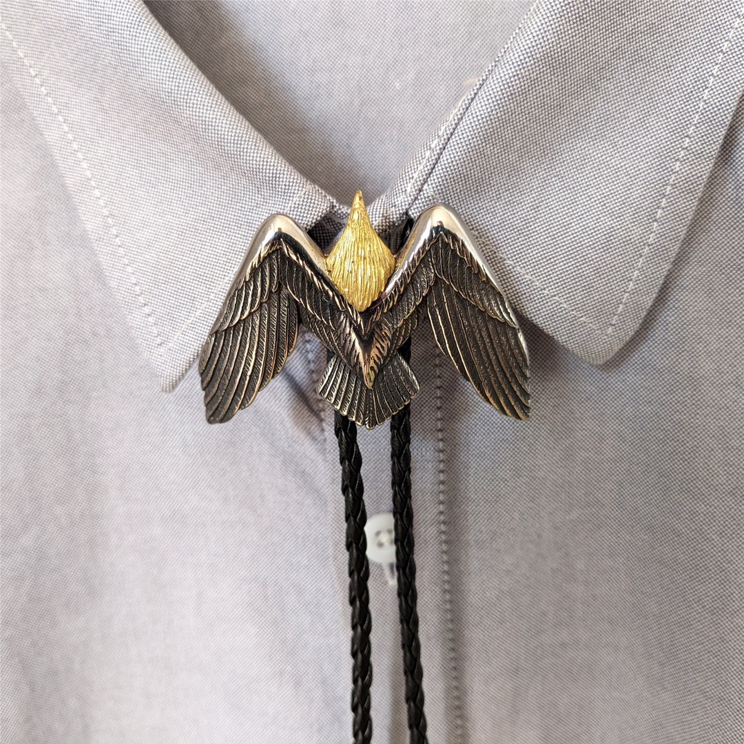 Golden Head Eagle Hawk Bola BOLO Tie Wedding Necklace for Men Women ...