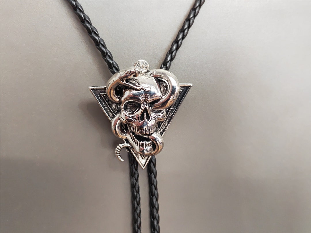 Triangle Skull Snake Bola BOLO Tie Wedding Necklace Men or Women ...