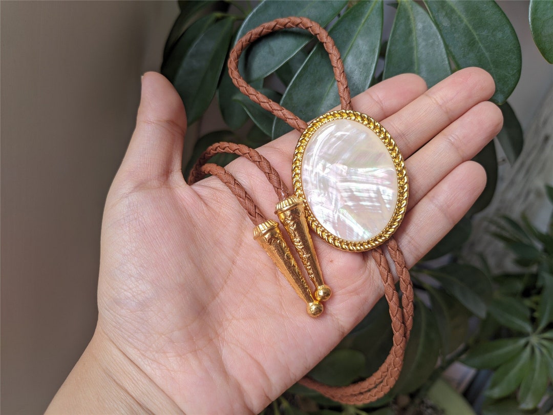 Mother of Pearl Bola Bolo Tie - Wedding Necklace for Men Women ...