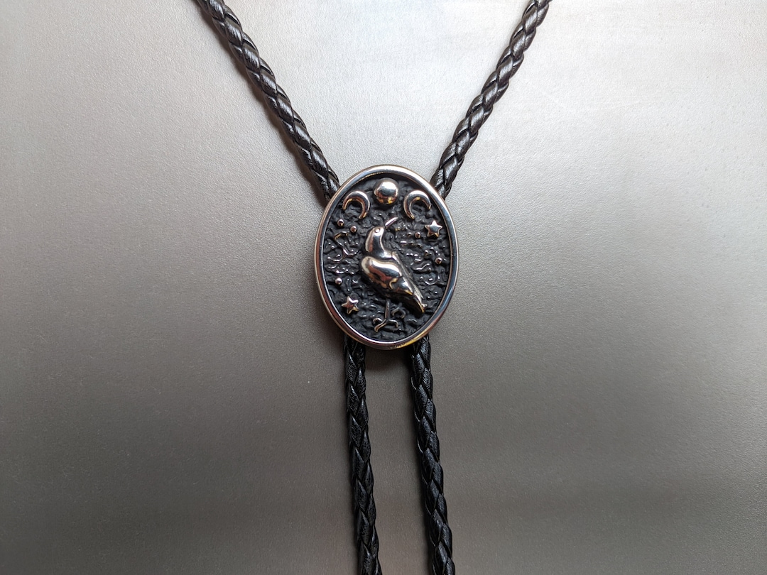 Crow and Moon Bola BOLO Tie - Wedding Necklace for Men Women Groomsmen ...