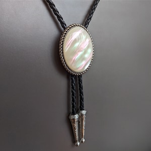 Mother of Pearl Bola Bolo Tie - Wedding Necklace for Men Women ...
