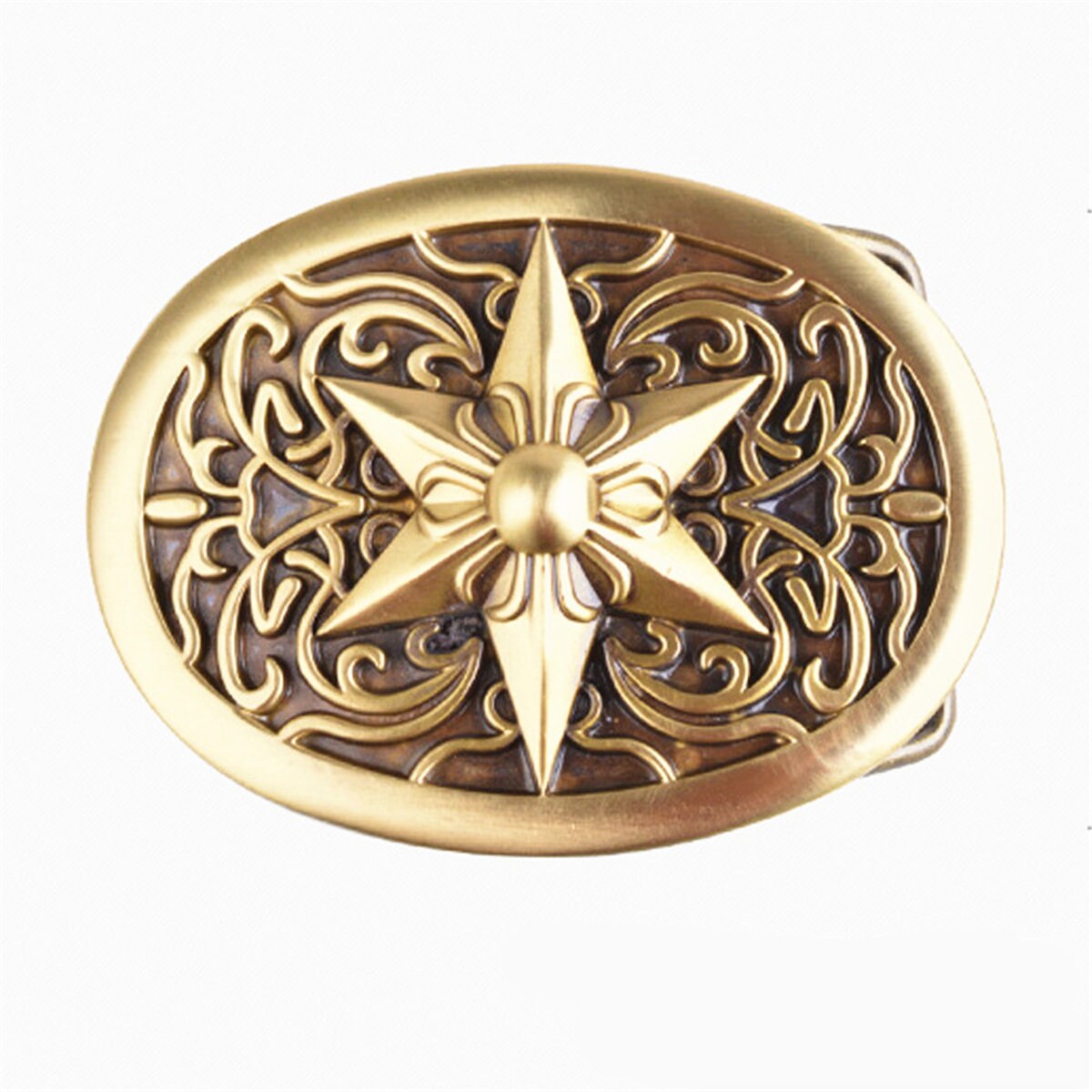 Solid Brass Mens Belt Buckle Hexagonal Star Buckles | Etsy