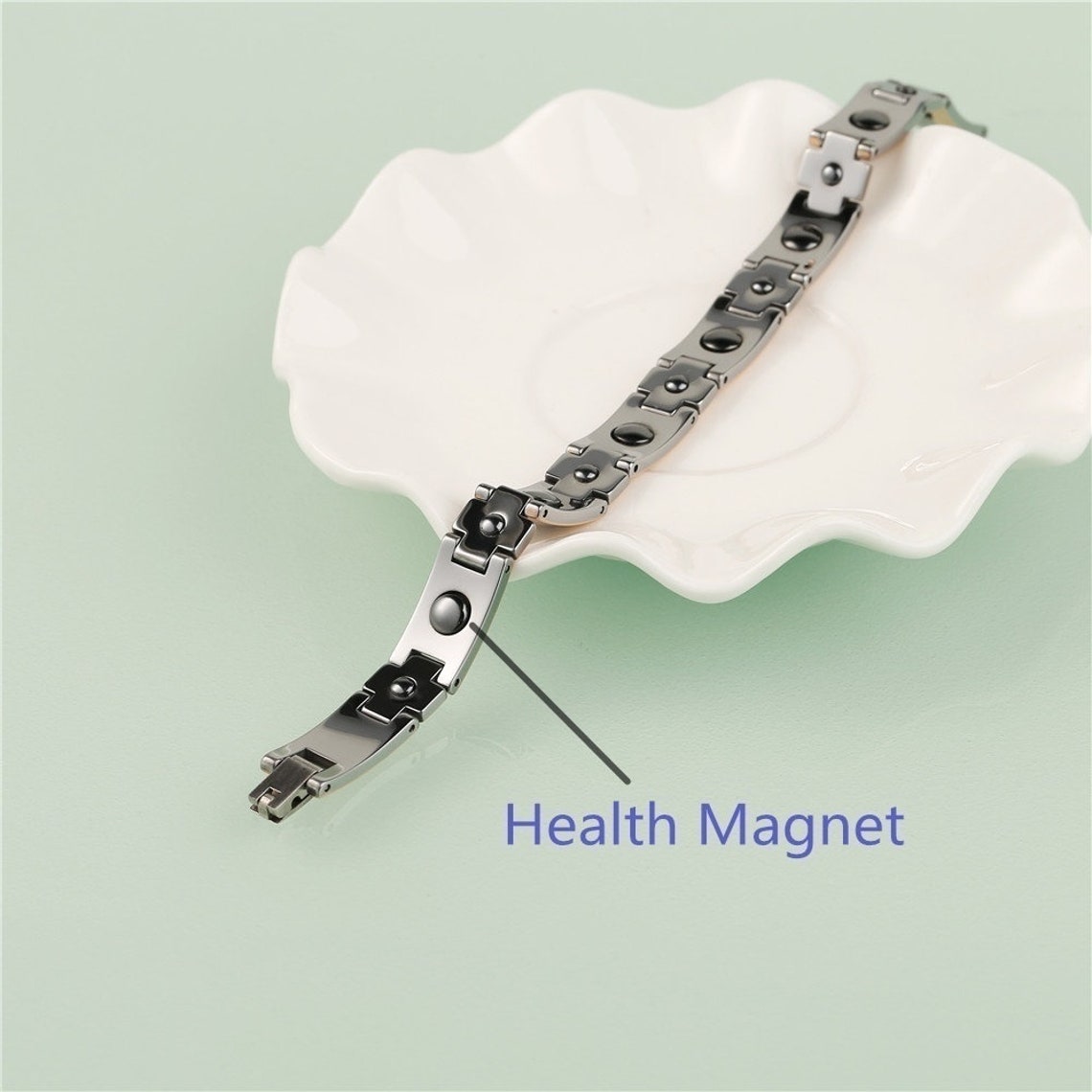 9MM Silver Tungsten Carbide Bracelet Health Magnet Link Edge - Etsy