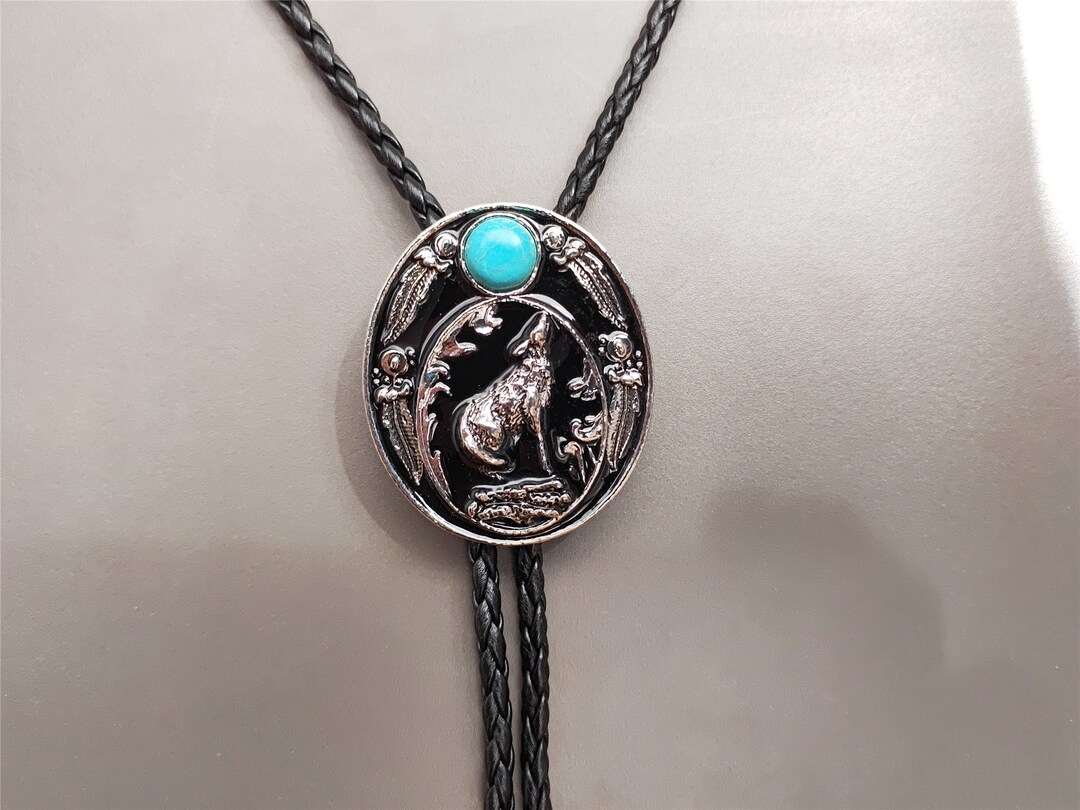 Howling Wolf Turquoise Western Cowboy Bola BOLO Tie for Men Women ...