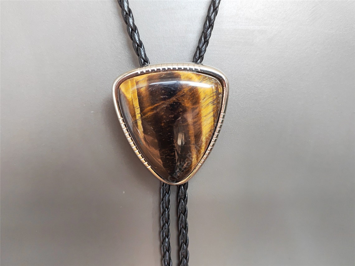 Triangle Tiger-eye Stone Bola BOLO Tie Necklace Wedding for - Etsy