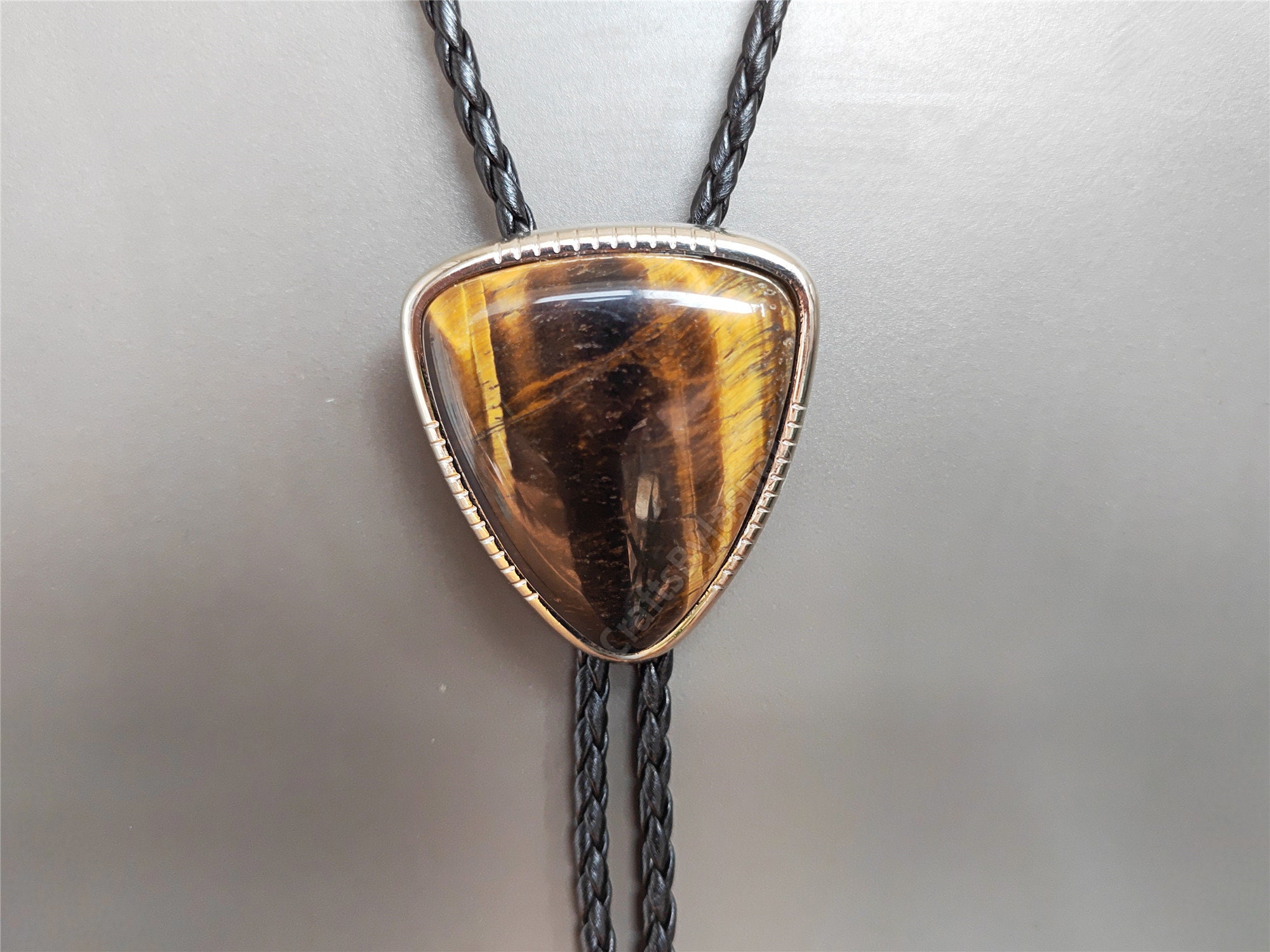 Triangle Tiger-eye Stone Bola BOLO Tie Necklace Wedding for Men Women ...