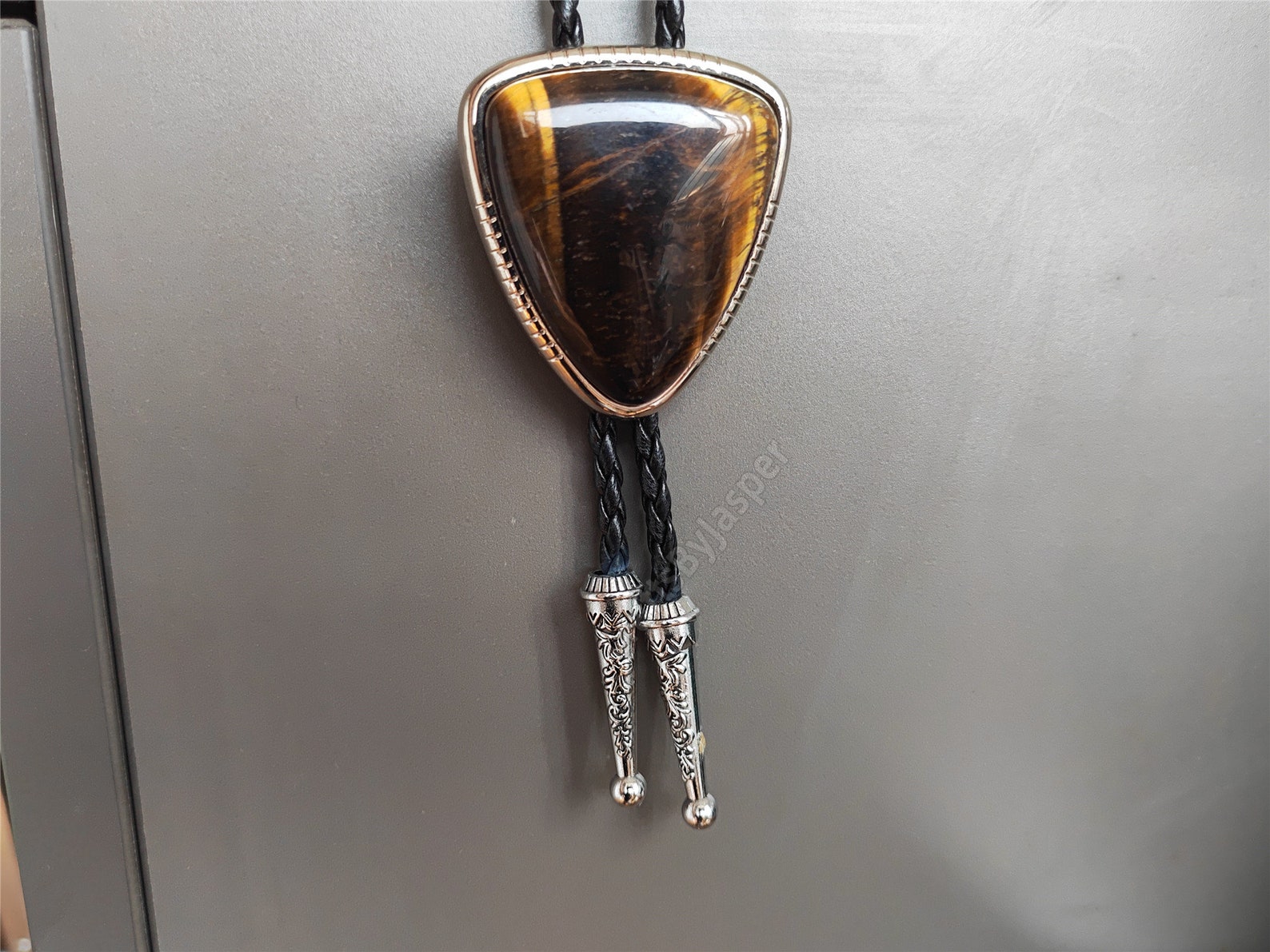 Triangle Tiger-eye Stone Bola BOLO Tie Necklace Wedding for Men Women ...