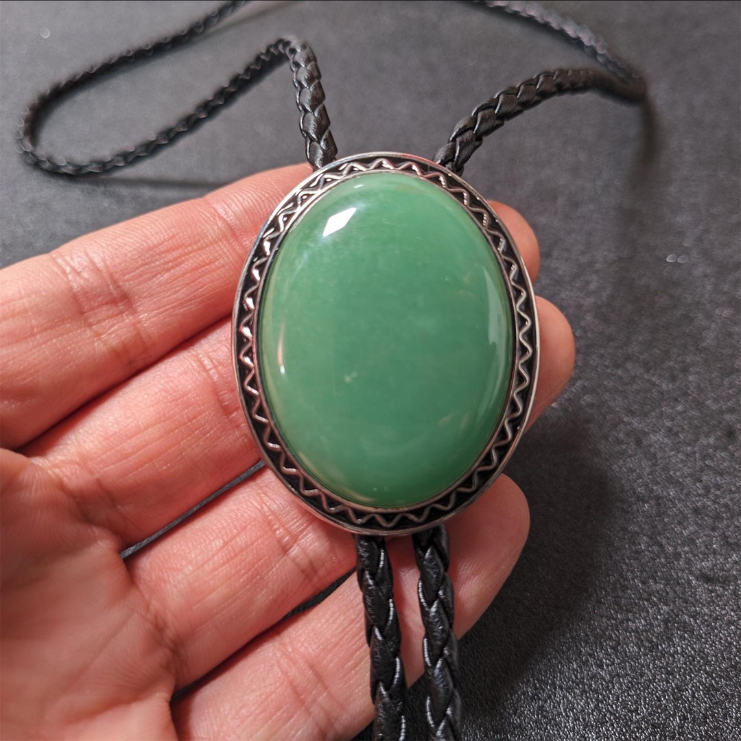 Light Green Jade Bolo Tie: Western Cowboy Faux Leather Necktie - Etsy