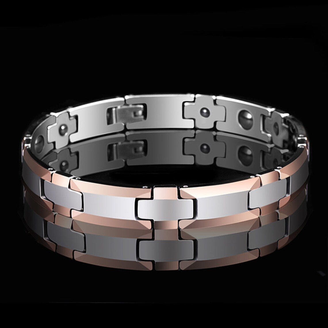 9MM Silver Tungsten Carbide Bracelet Health Magnet Link Edge - Etsy