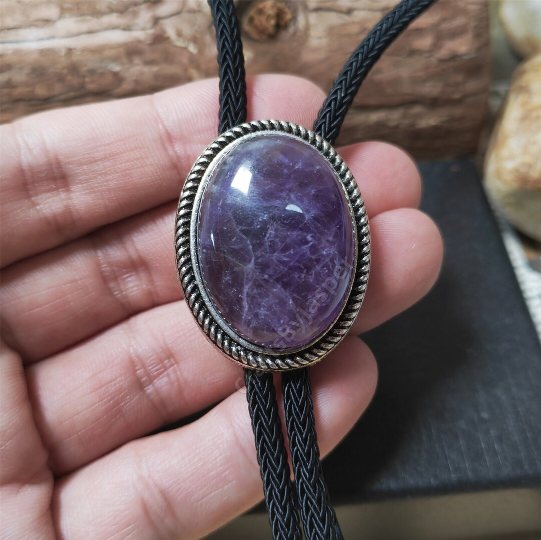 Amethyst Jade Bolo Tie: Western Cowboy Wedding Necklace Necktie - Etsy