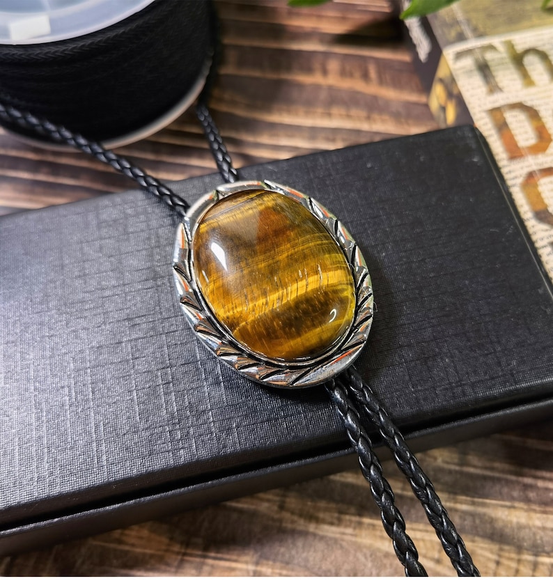 Tiger-eye Stone Bolo Tie: Vintage Western Cowboy Necktie - Etsy