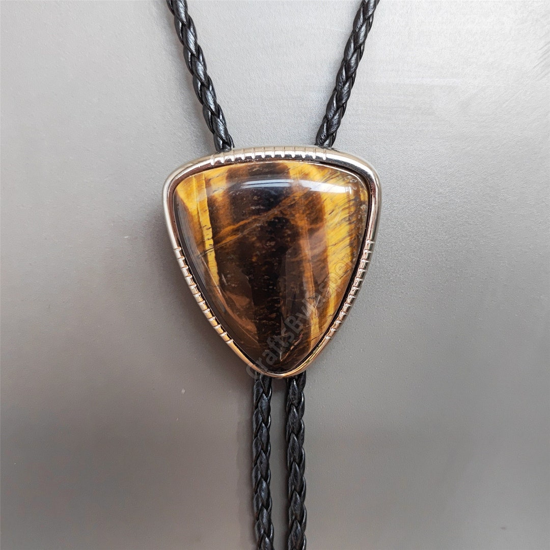 Triangle Tiger-eye Stone Bola BOLO Tie Necklace Wedding for Men Women ...
