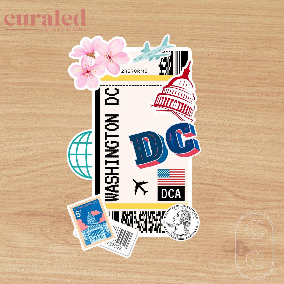 Washington DC Vinyl Sticker – Boarding Pass | Waterproof Travel Sticker ...