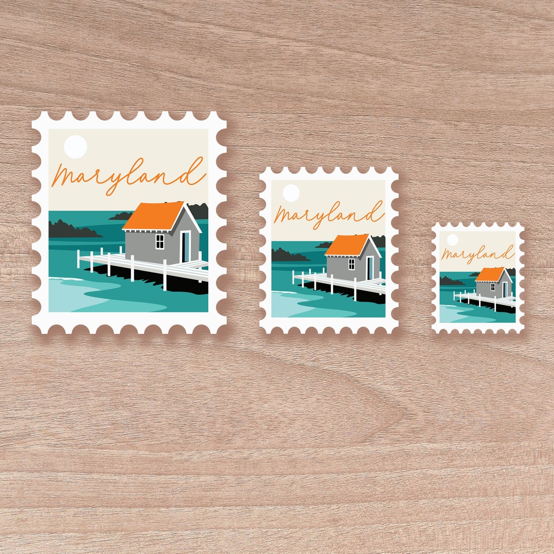 Maryland Stamp Scenic Sticker Water Bottle Decal Vinyl Water Proof ...