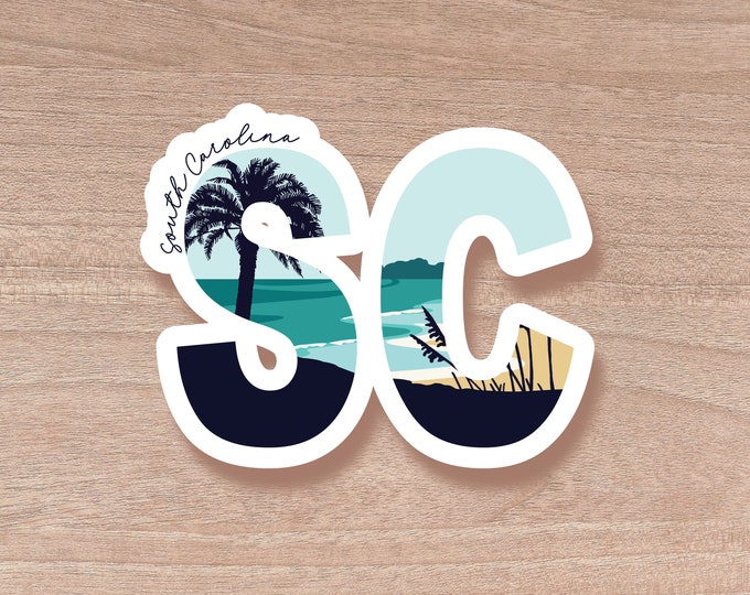 South Carolina State Abbreviation Sticker Water Bottle Decal Vinyl ...