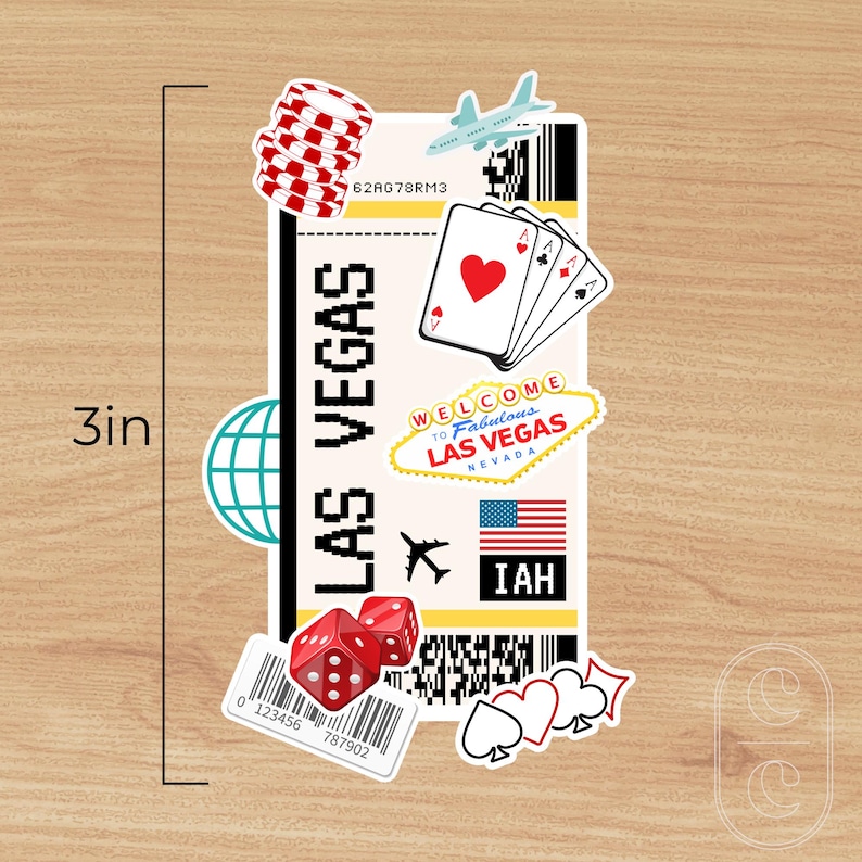 Las Vegas Vinyl Sticker – Boarding Pass | Waterproof Travel Sticker for ...