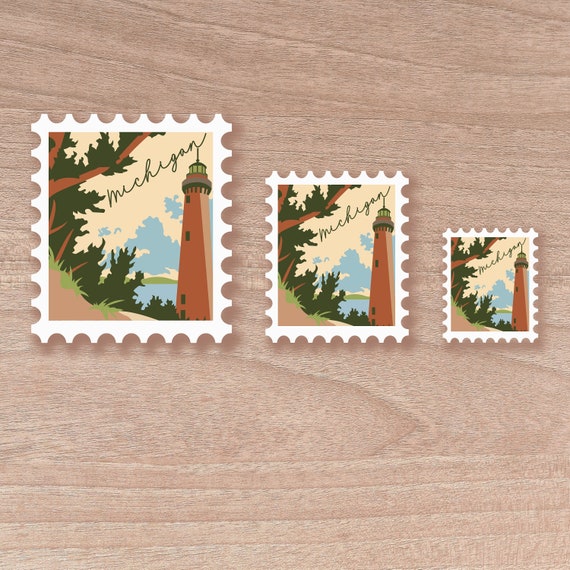 Michigan Stamp Scenic Sticker Water Bottle Decal Vinyl - Etsy