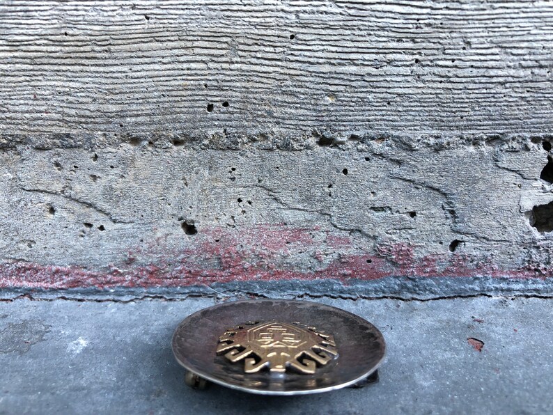 VINTAGE OLD CUZCO 18K Yellow Gold 925 Sterling Silver Brooch | Etsy