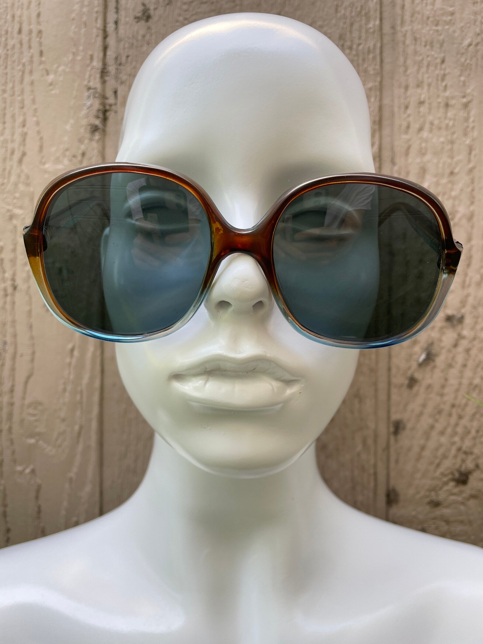 60s 70s VINTAGE Sunglasses Blue & Brown Ombré Plastic Frames | Etsy