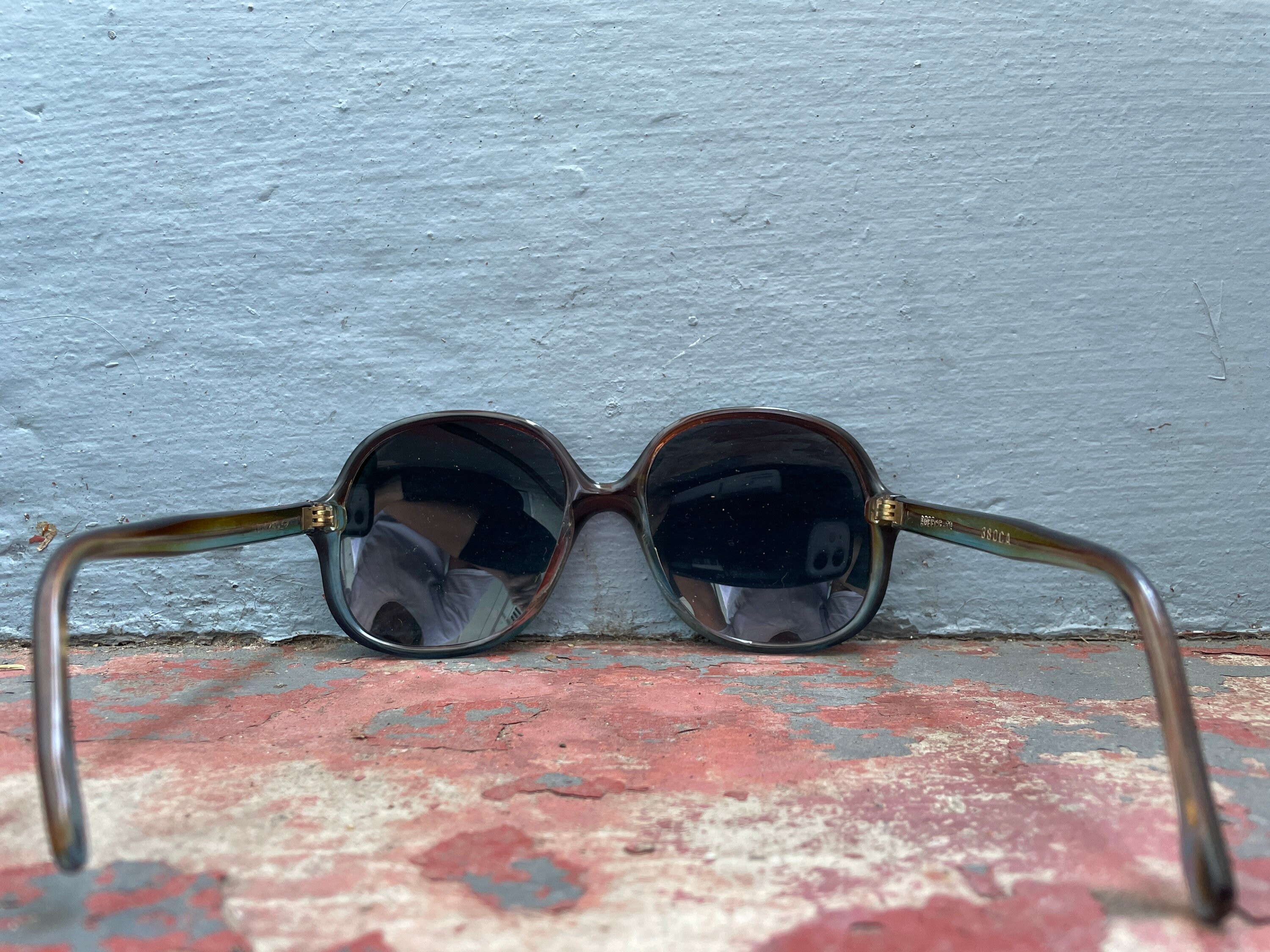 60s 70s VINTAGE Sunglasses Blue & Brown Ombré Plastic Frames | Etsy