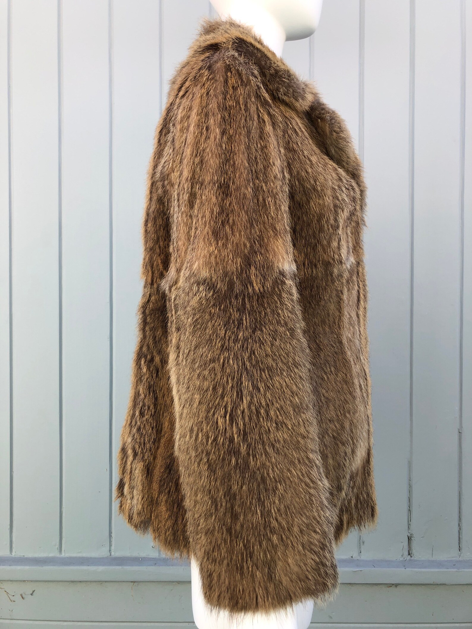 70s VINTAGE Real Animal Fur Coat Brown Red Beige Brindle Fox - Etsy