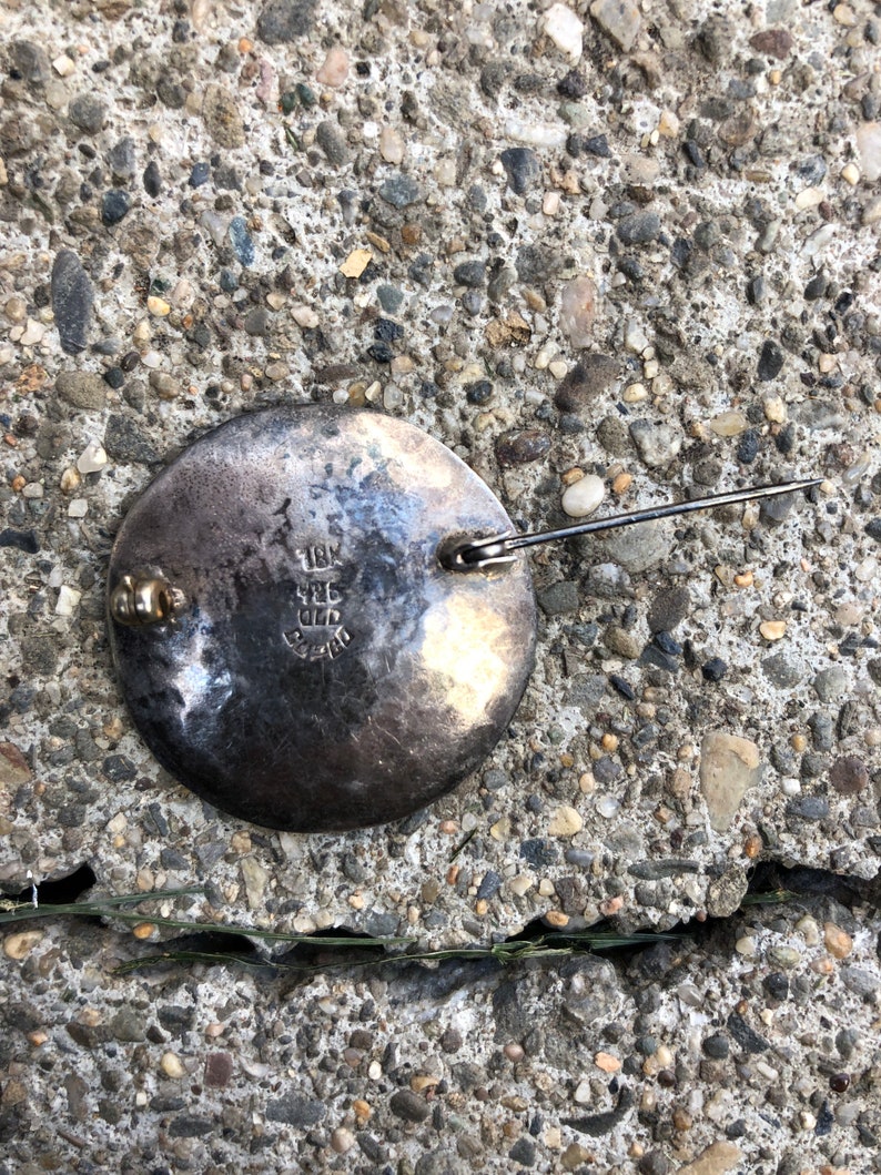 VINTAGE OLD CUZCO 18K Yellow Gold 925 Sterling Silver Brooch | Etsy