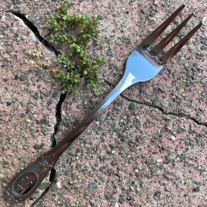 VINTAGE CUSTOMCRAFT 3 Tine W Engraved Monogrammed Fork Stainless Steel ...