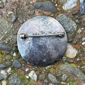 VINTAGE OLD CUZCO 18K Yellow Gold 925 Sterling Silver Brooch Pin Round ...