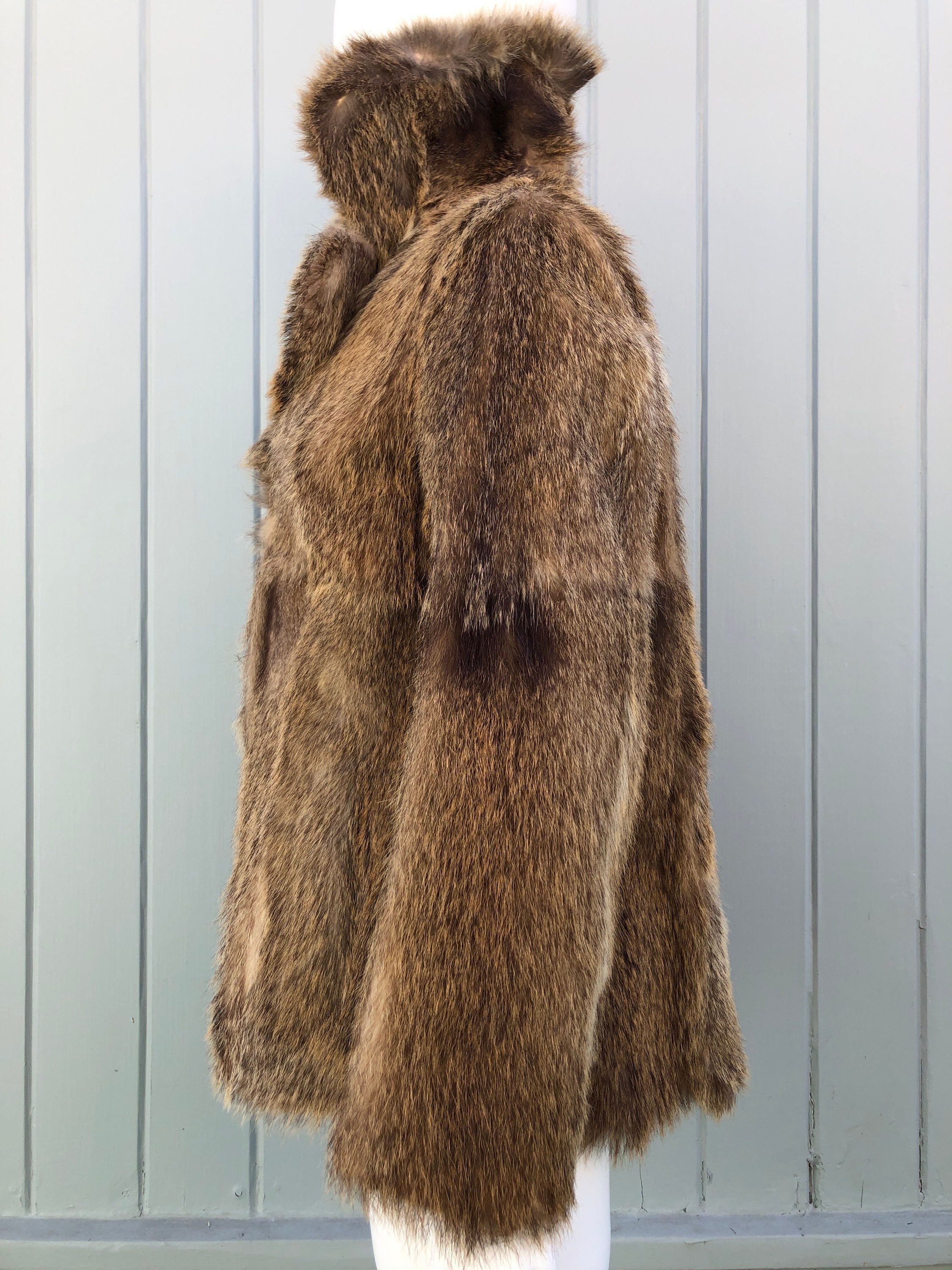 70s VINTAGE real animal fur coat brown red beige brindle fox | Etsy