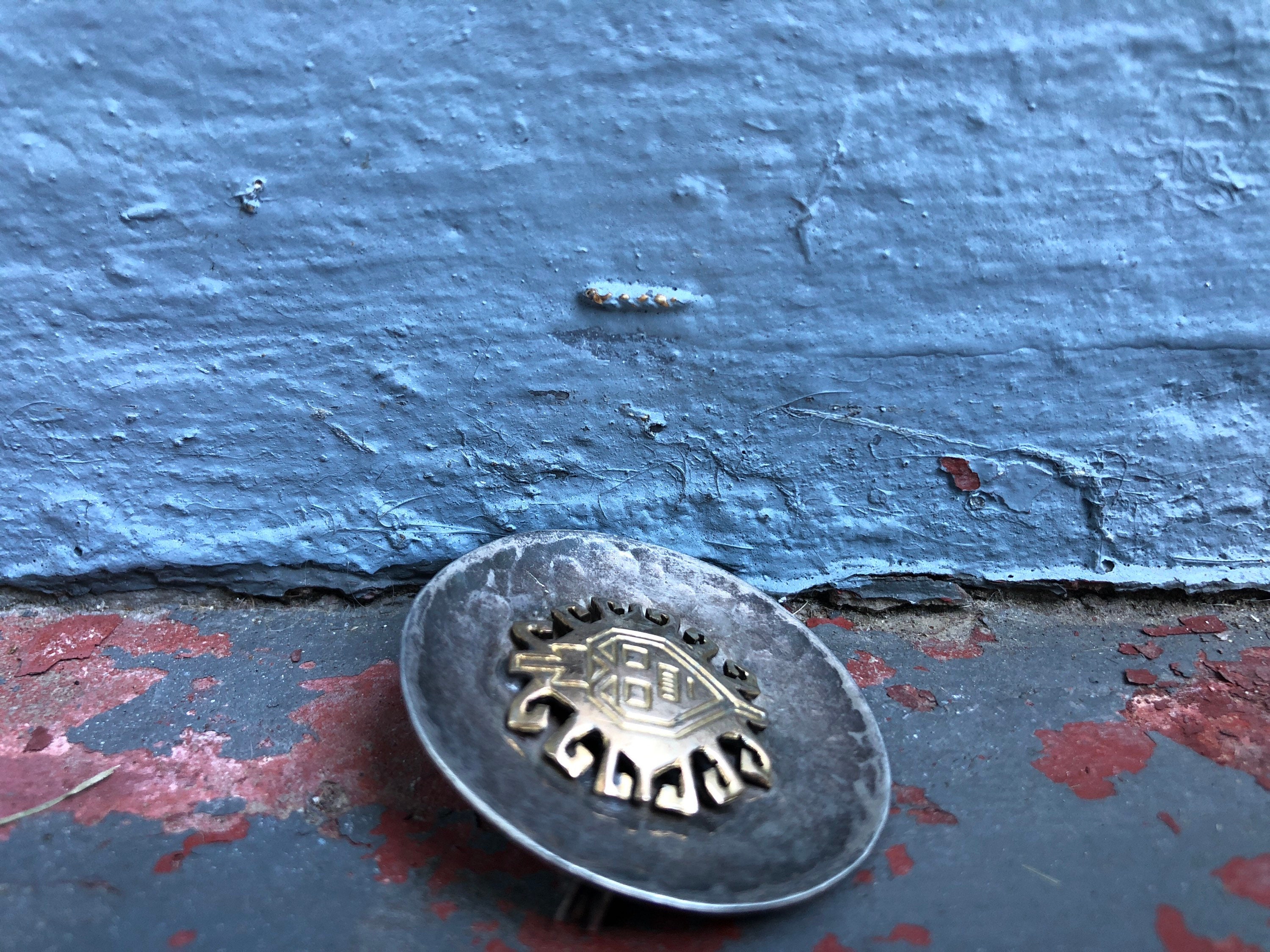 VINTAGE OLD CUZCO 18K Yellow Gold 925 Sterling Silver Brooch | Etsy