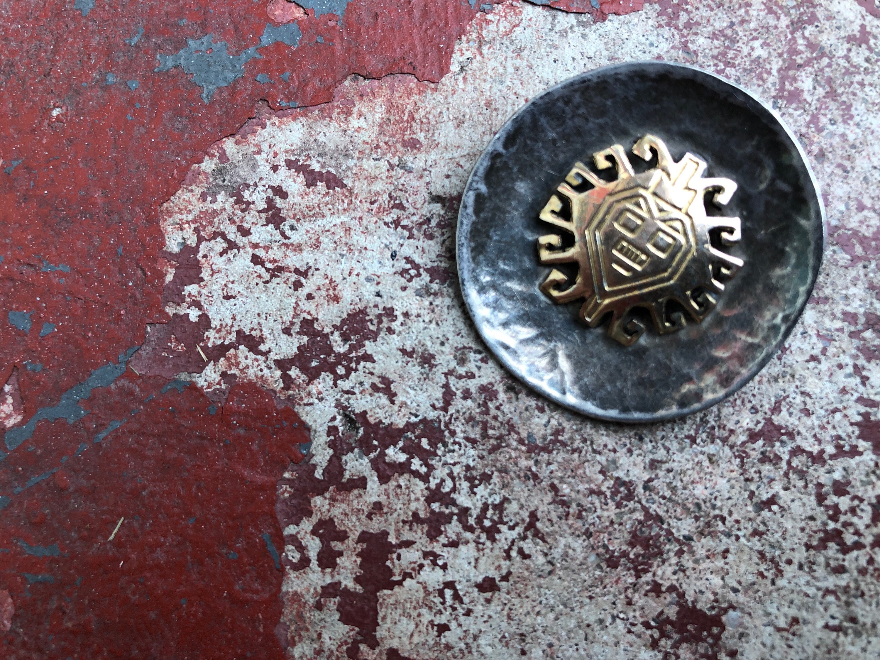 VINTAGE OLD CUZCO 18K Yellow Gold 925 Sterling Silver Brooch | Etsy