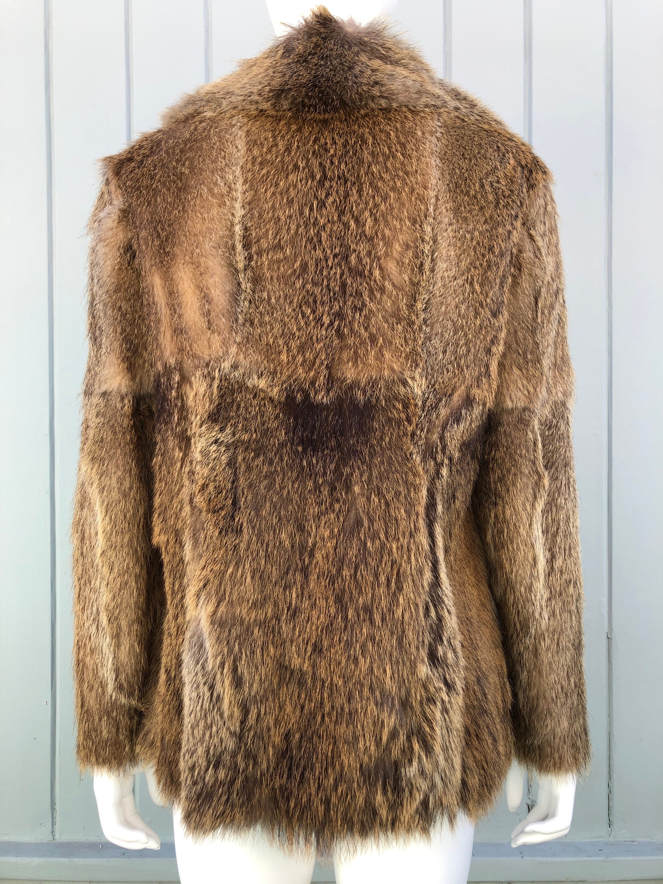 70s VINTAGE real animal fur coat brown red beige brindle fox | Etsy