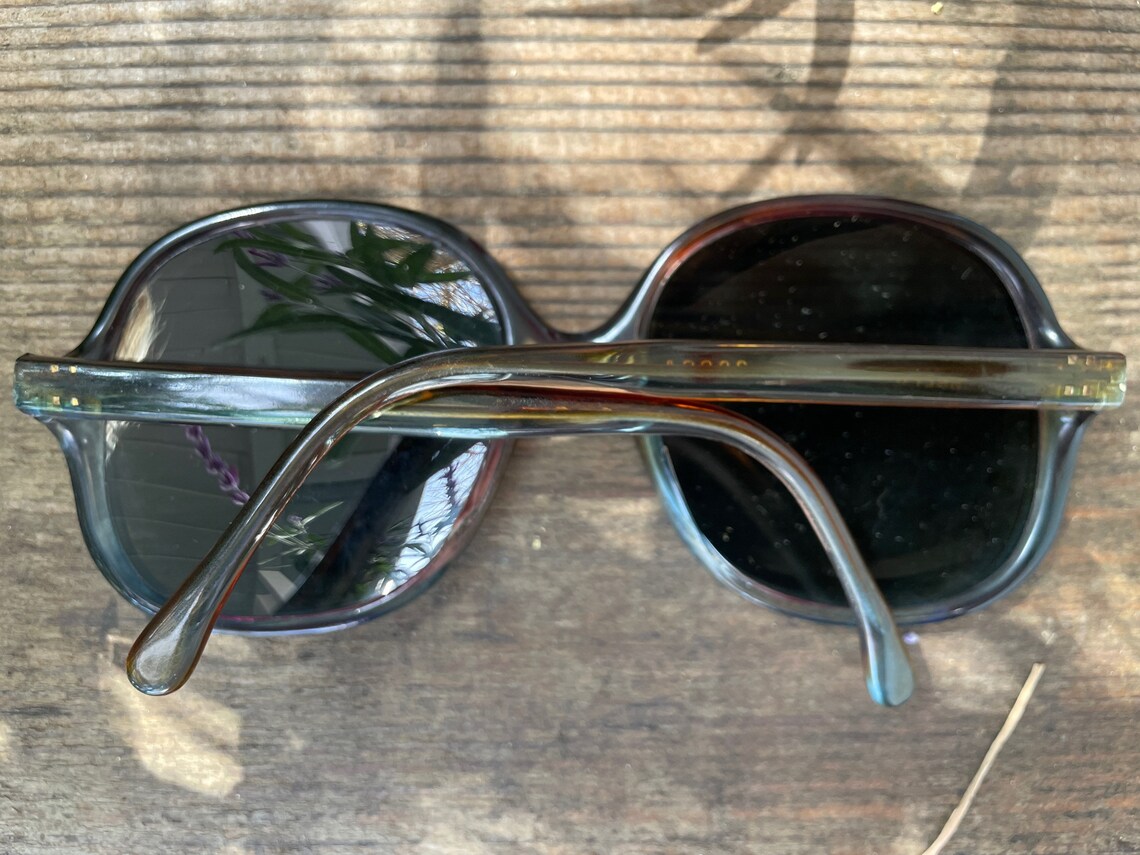 60s 70s VINTAGE Sunglasses Blue & Brown Ombré Plastic Frames - Etsy