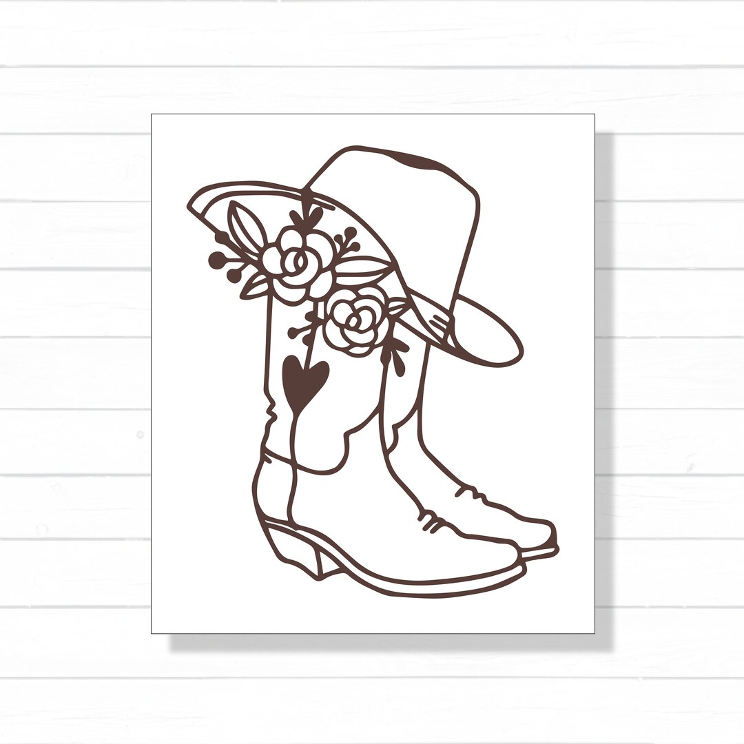 Floral Cowboy Boot Vinyl Decal Cowboy Boot Decal Cowboy Boot Sticker ...