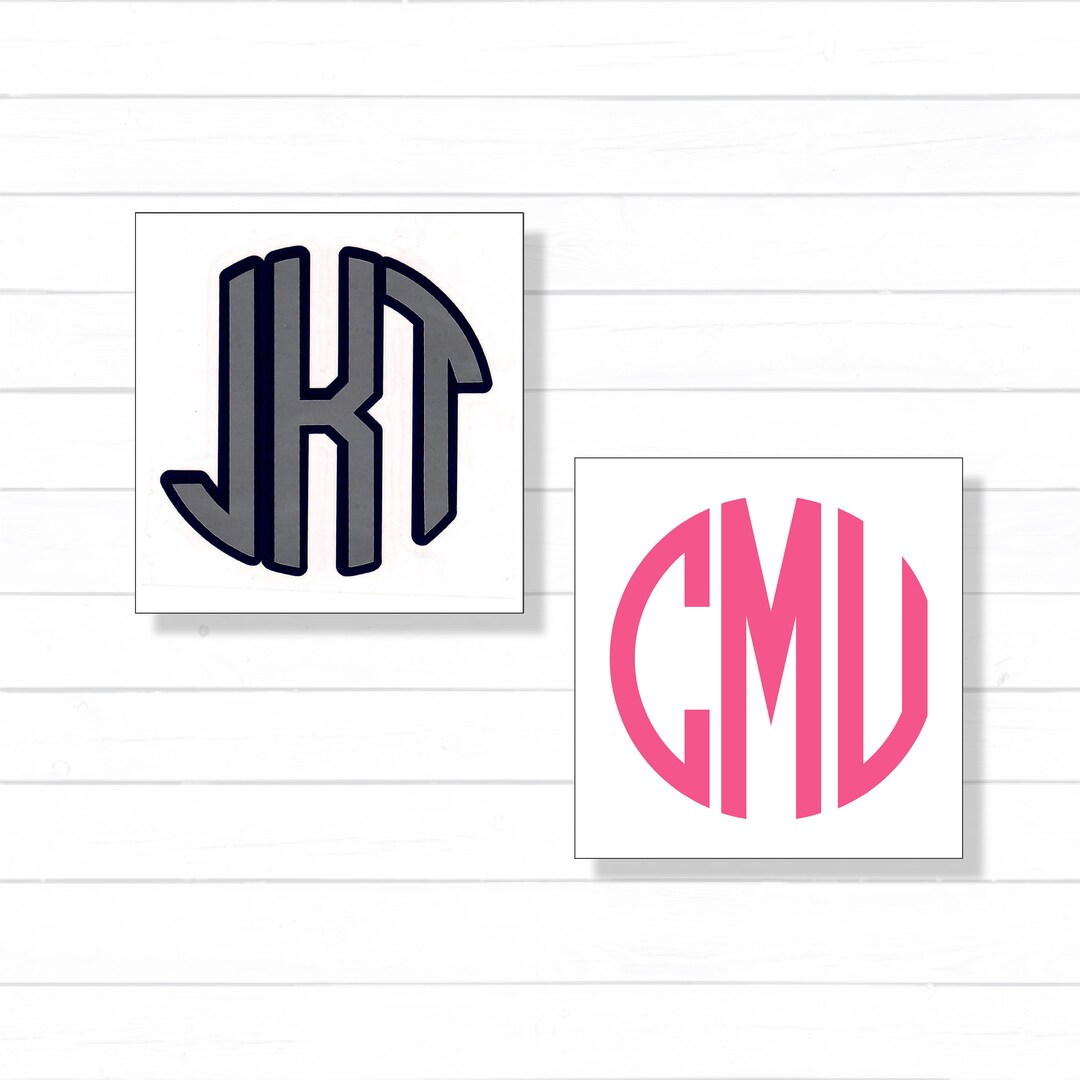 Custom Monogram Vinyl Decal Circle Monogram Sticker Monogram Decal ...