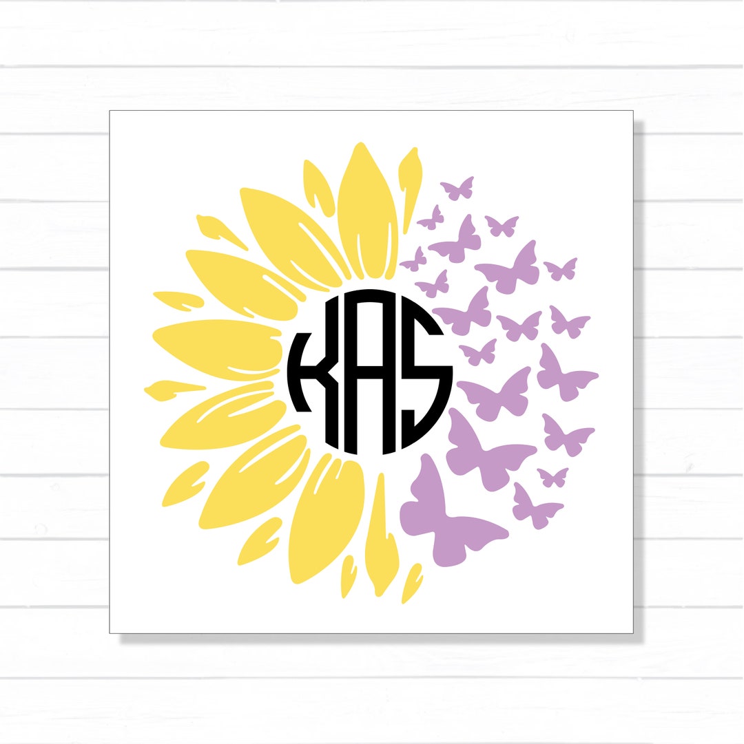 Custom Sunflower Butterfly Monogram Decal Monogram Decal Sunflower ...