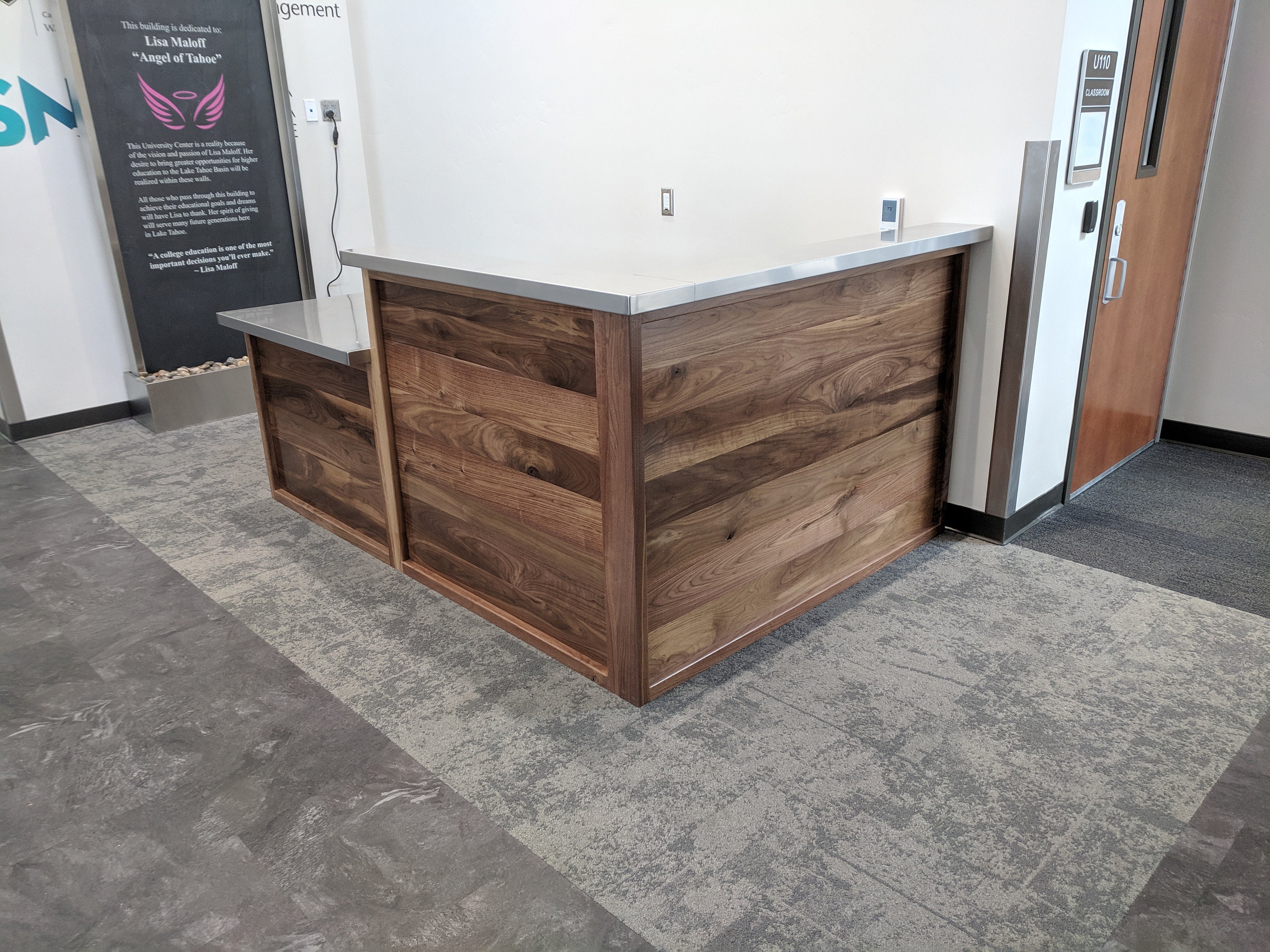 Walnut and Stainless Steel Reception Desk - Etsy