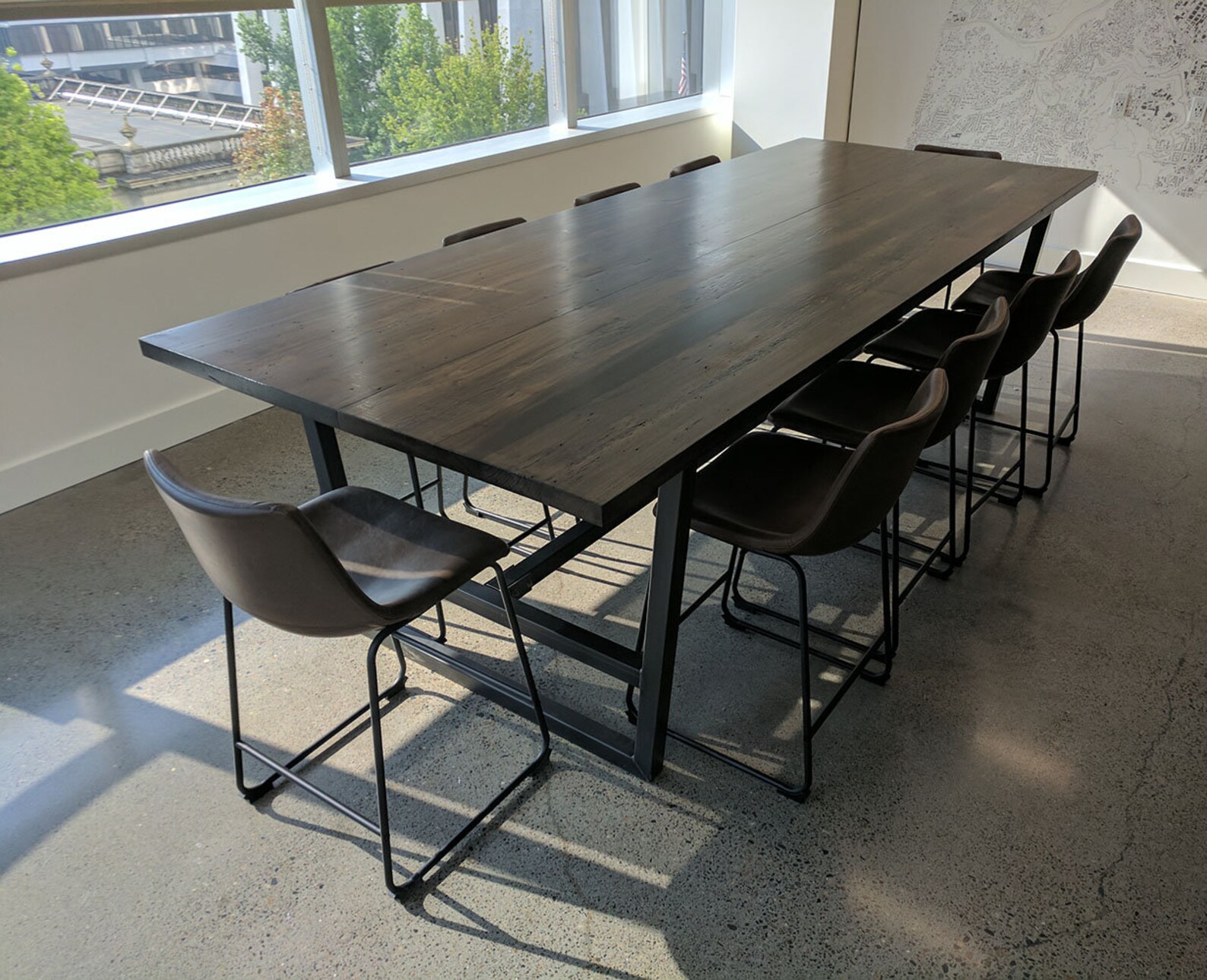 Contemporary Industrial Reclaimed Hardwood and Steel Conference Table ...