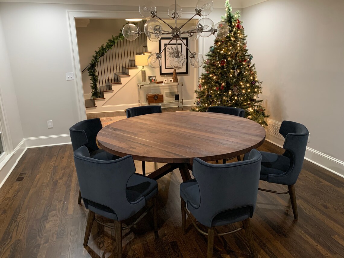 Modern Round Walnut Dining Table the Intersection - Etsy