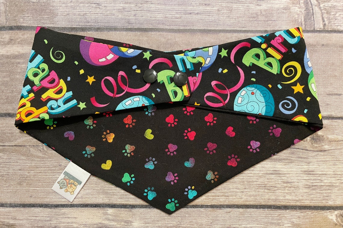 Rainbow Puppy Paws Reversible Snap on Dog Bandana Cat | Etsy