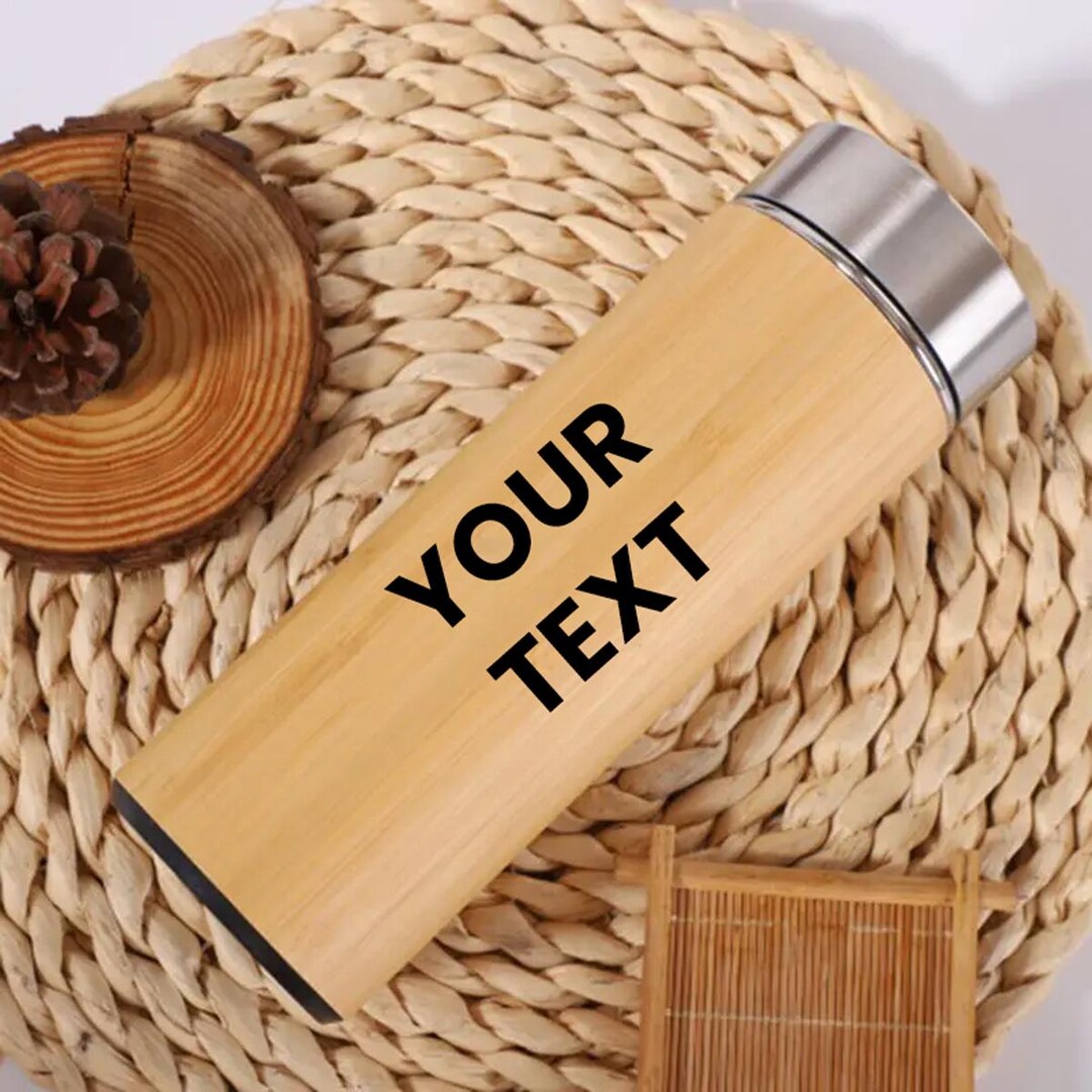 16oz Personalized Bamboo Stainless Steel Tumbler With Tea Strainer ...
