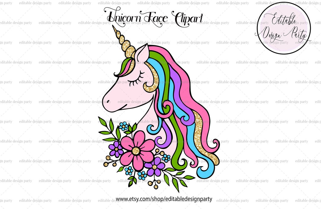 INSTANT DOWNLOAD Unicorn Face Clipart, Unicorn Vector, Unicorn Image ...