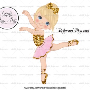 INSTANT DOWNLOAD Ballerina Pink and Gold Clipart Ballerina PNG ...