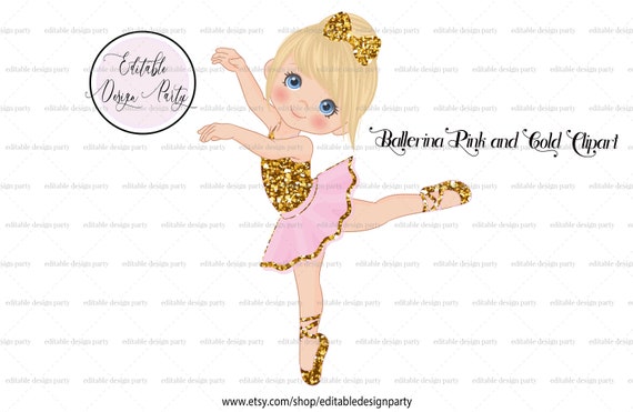 INSTANT DOWNLOAD Ballerina Pink and Gold Clipart Ballerina PNG | Etsy